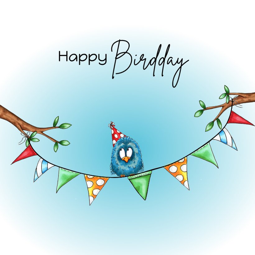 Verjaardagskaart happy'birdday | Kaartje2go
