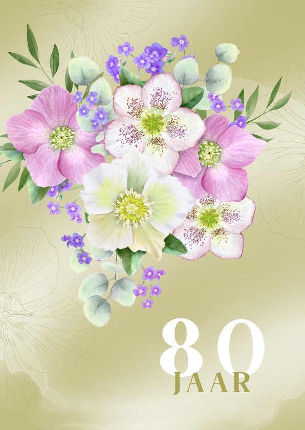 Verjaardagskaart helleborus boeket | Kaartje2go