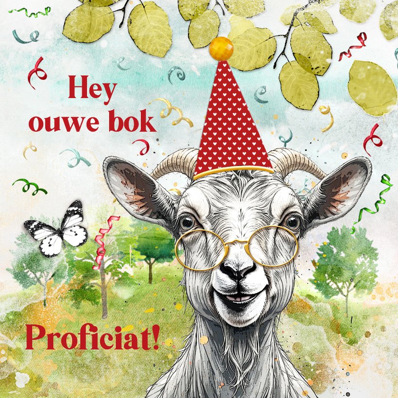 Verjaardagskaart hoera ouwe bok | Kaartje2go
