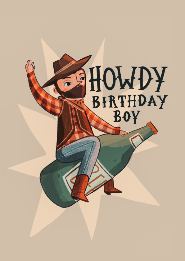 Verjaardagskaart howdy birthday boy | Kaartje2go