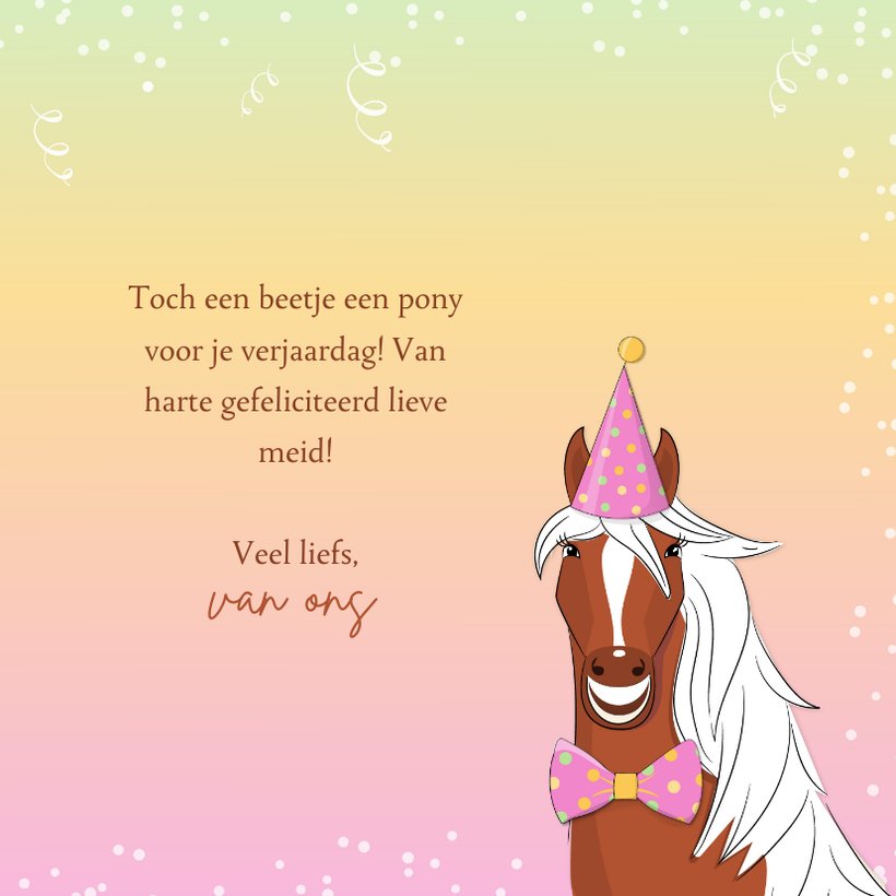 Verjaardagskaart humor illustratie paard met | Kaartje2go