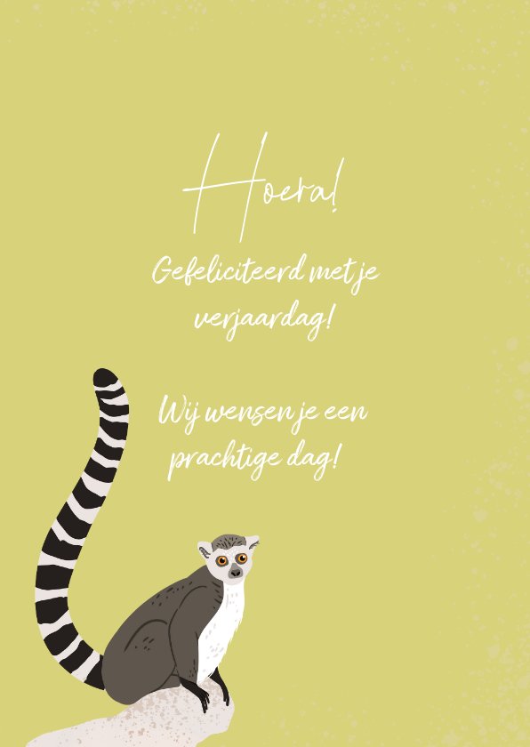 Verjaardagskaart illustratie van maki's en 5 | Kaartje2go