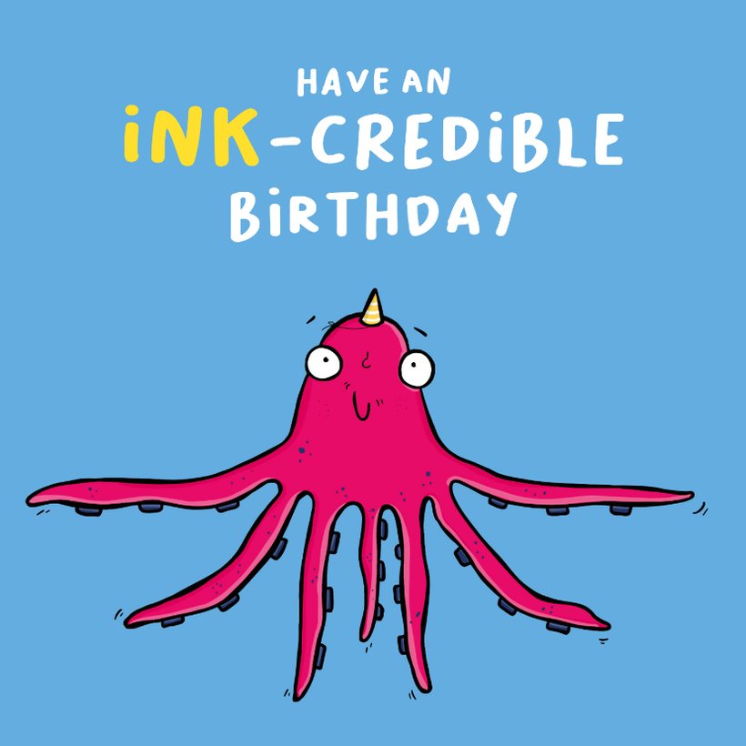 Verjaardagskaart inktvis INK-Credible | Kaartje2go