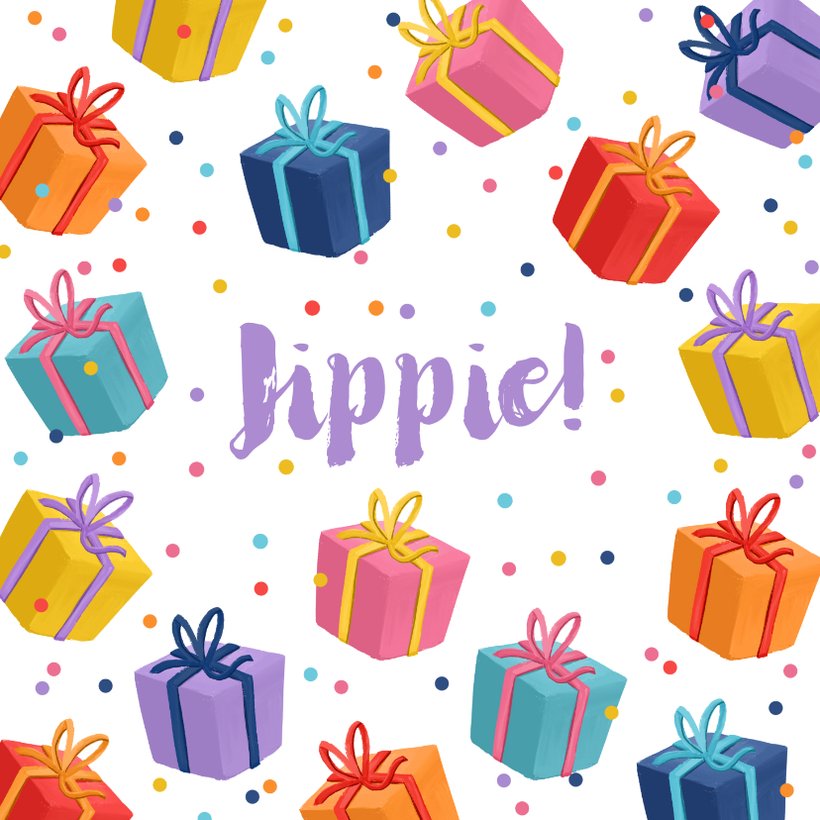 Verjaardagskaart kind cadeautjes confetti | Kaartje2go