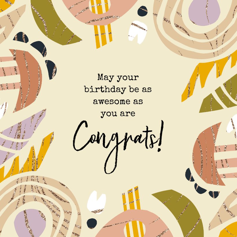 Verjaardagskaart kleurrijke abstracte vormen | Kaartje2go