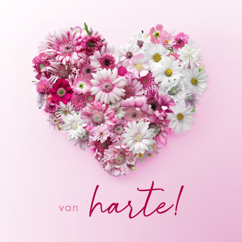Verjaardagskaart met hart van bloemen | Kaartje2go