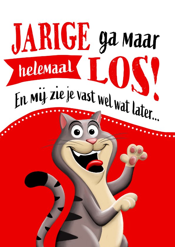 Verjaardagskaart met kater - Verjaardagskaarten | Kaartje2go