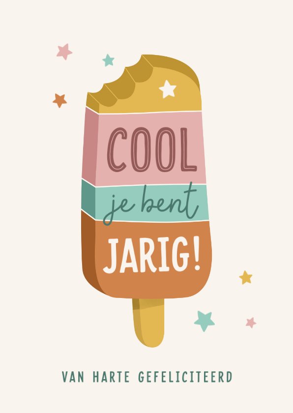 Verjaardagskaart met kleurrijk getekend ijsje | Kaartje2go