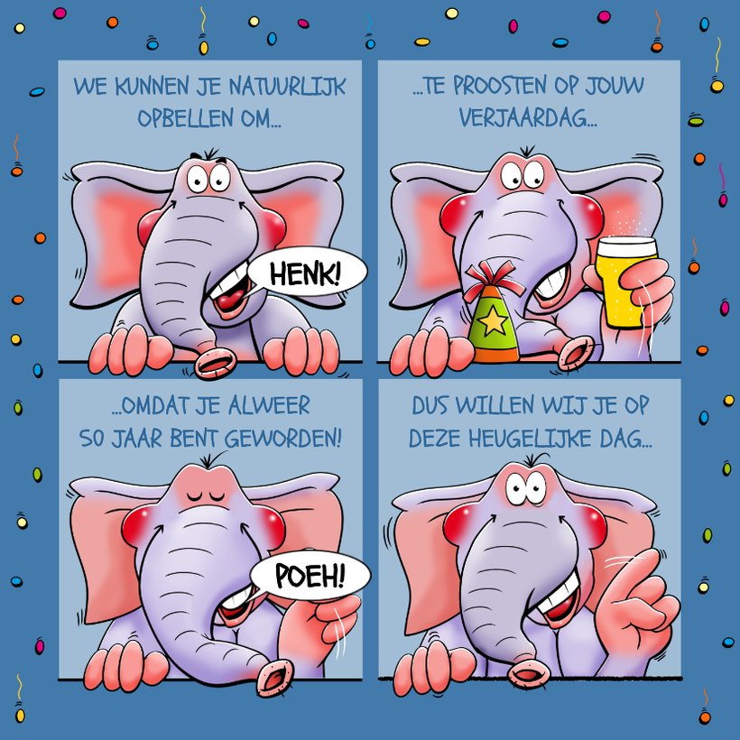 Verjaardagskaart met olifant, die je gezonde | Kaartje2go