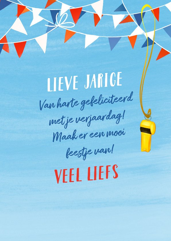 Verjaardagskaart met slingers en | Kaartje2go