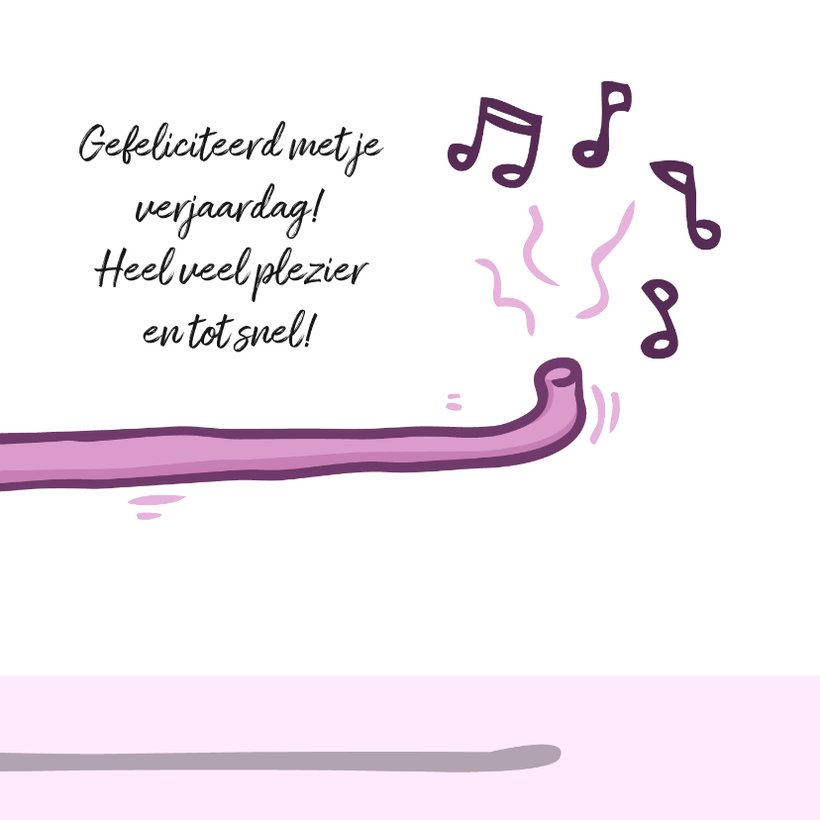 Verjaardagskaart olifant slurf als roltoeter | Kaartje2go