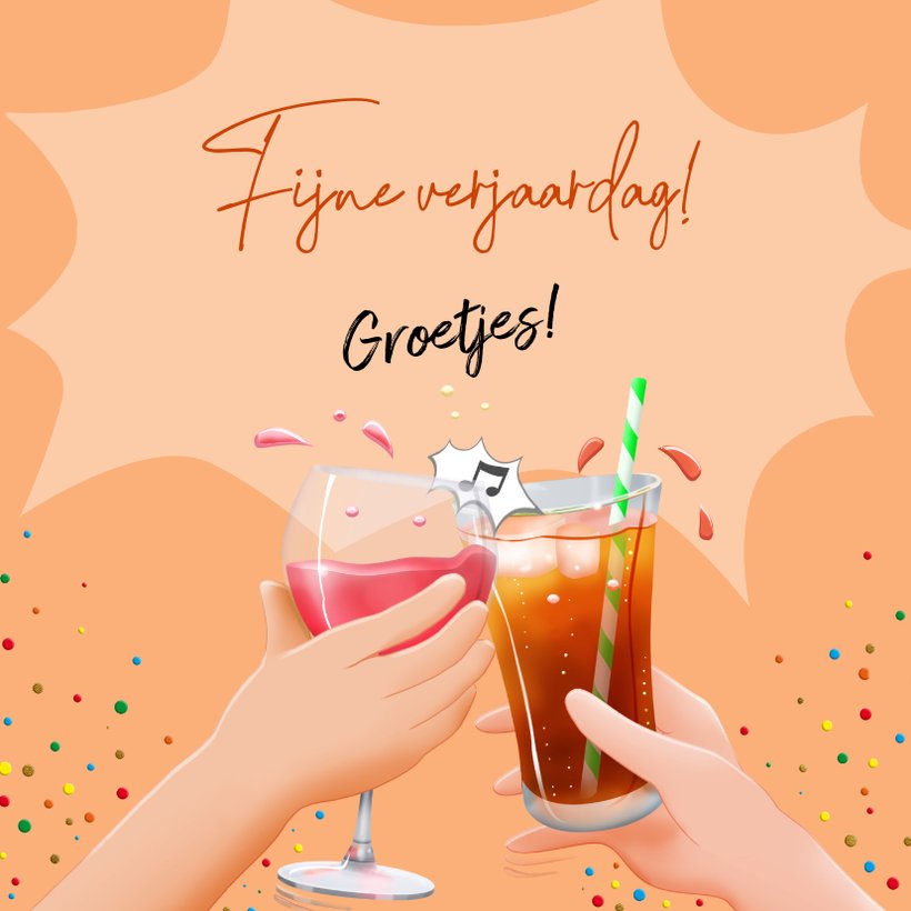 Verjaardagskaart proost drankjes wijn bier | Kaartje2go