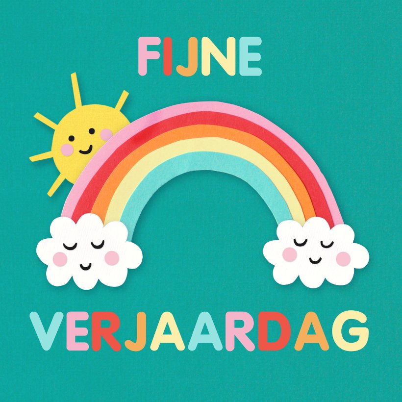 Verjaardagskaart regenboog en zonnetje | Kaartje2go