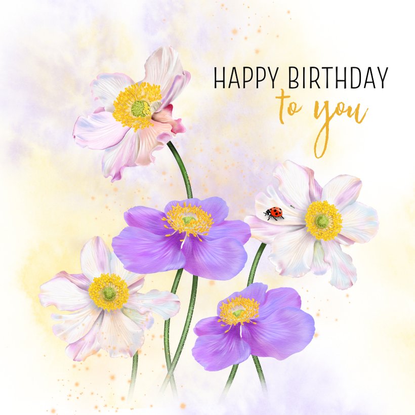 Verjaardagskaart roze herfstanemonen | Kaartje2go