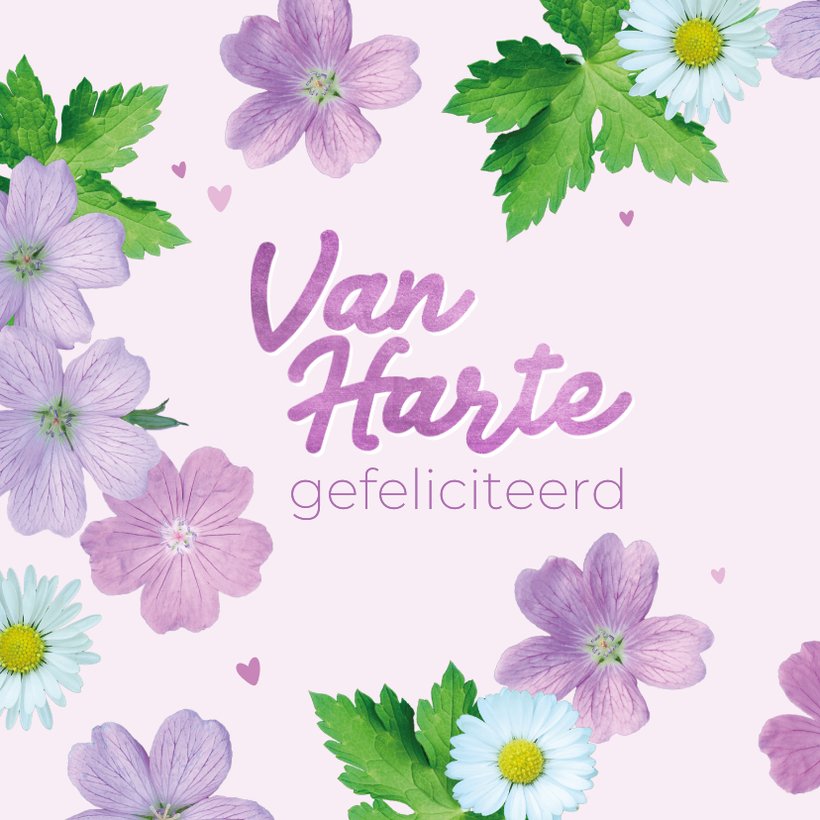 Verjaardagskaart roze zomerbloemen | Kaartje2go