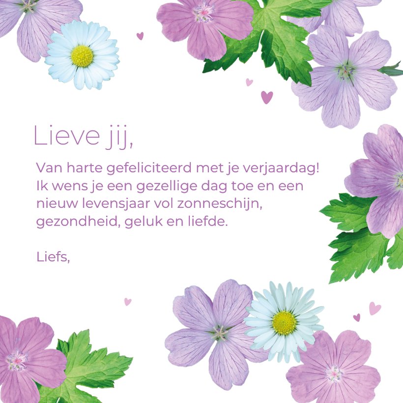Verjaardagskaart roze zomerbloemen | Kaartje2go