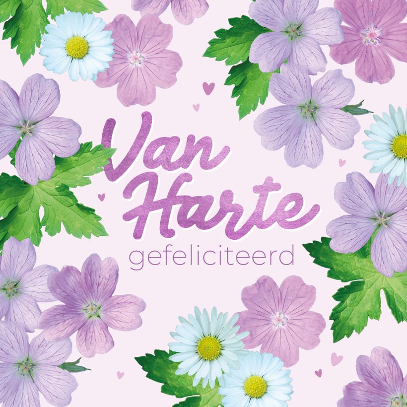 Verjaardagskaart roze zomerbloemen | Kaartje2go