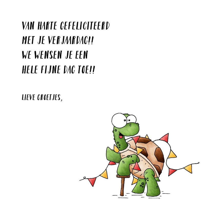 Verjaardagskaart schildpad- Doe maar rustig; je | Kaartje2go