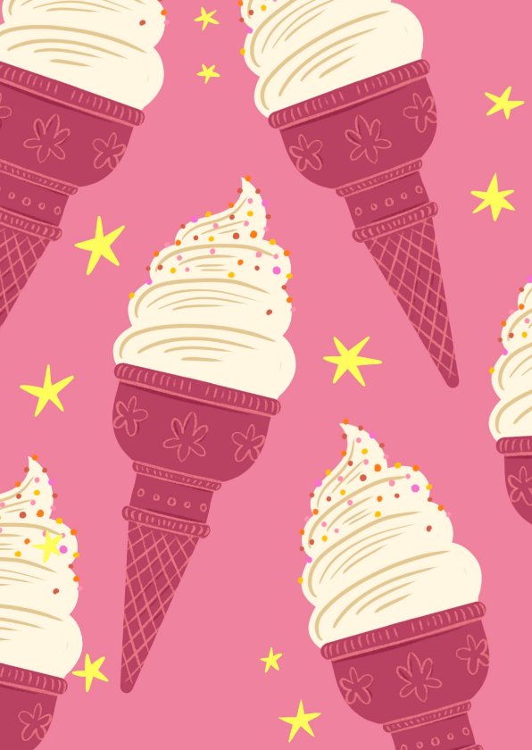 Verjaardagskaart softijs met discodip roze | Kaartje2go