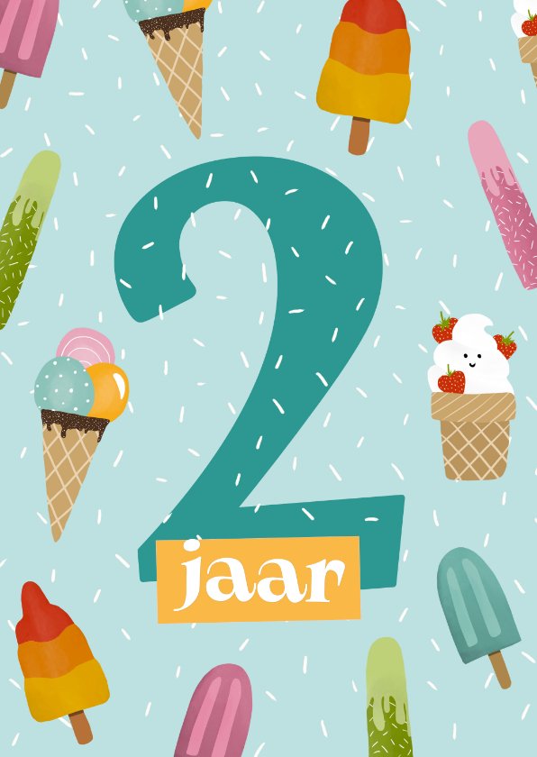 Verjaardagskaart voor een 2-jarige met heel | Kaartje2go
