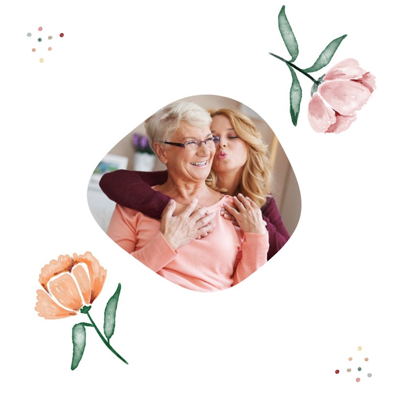 Verjaardagskaart voor oma hart bloemen stijlvol | Kaartje2go