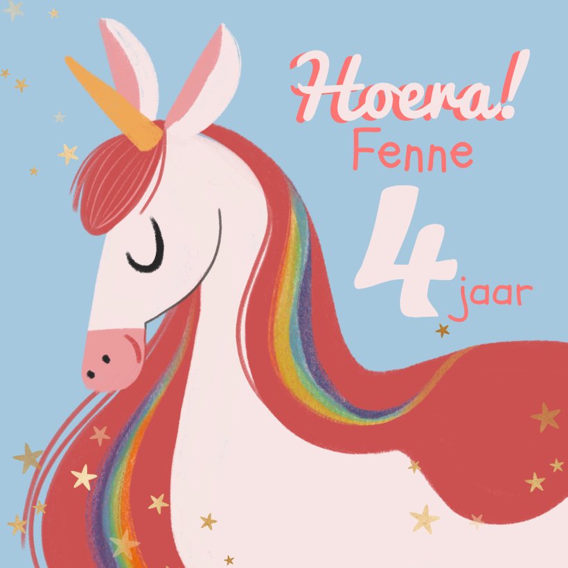 Verjaardagskaart vrolijke eenhoorn | Kaartje2go
