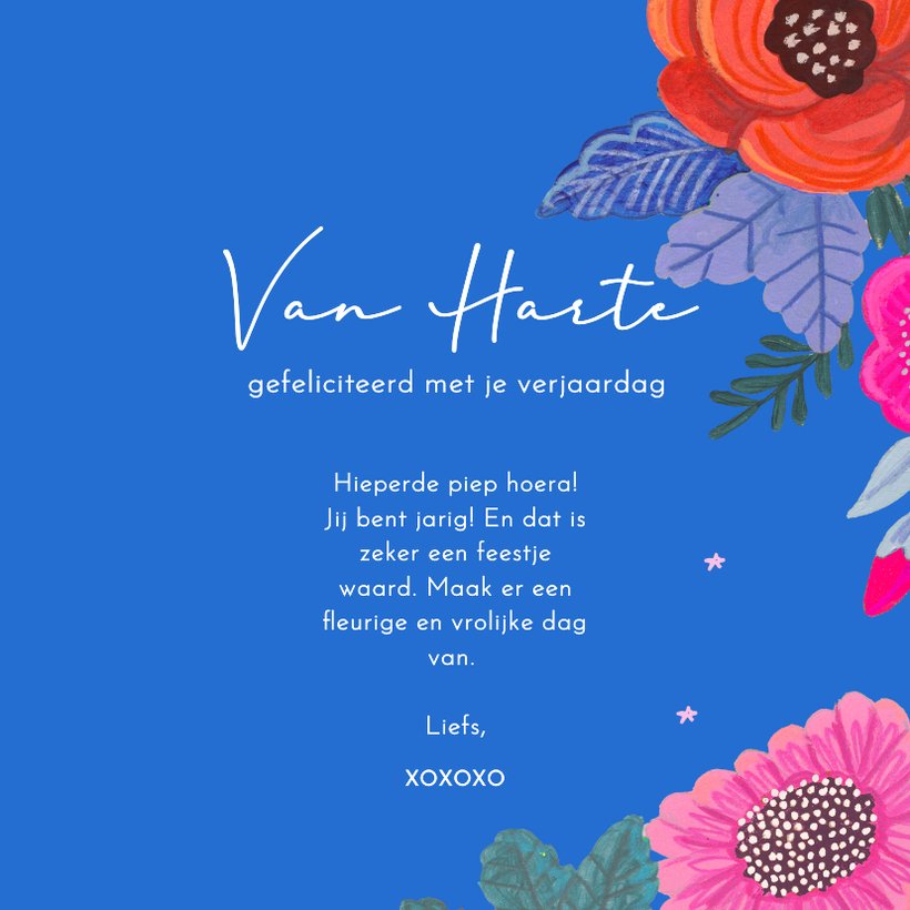 Verjaardagskaart vrolijke fleurige bloemen | Kaartje2go