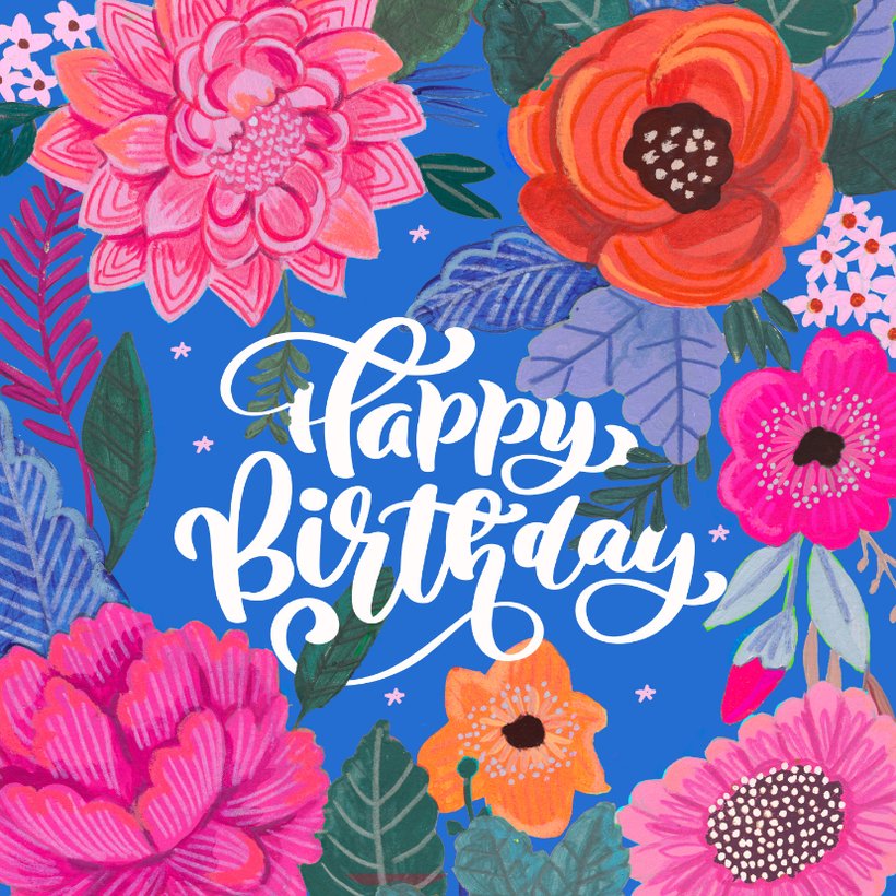 Verjaardagskaart vrolijke fleurige bloemen | Kaartje2go