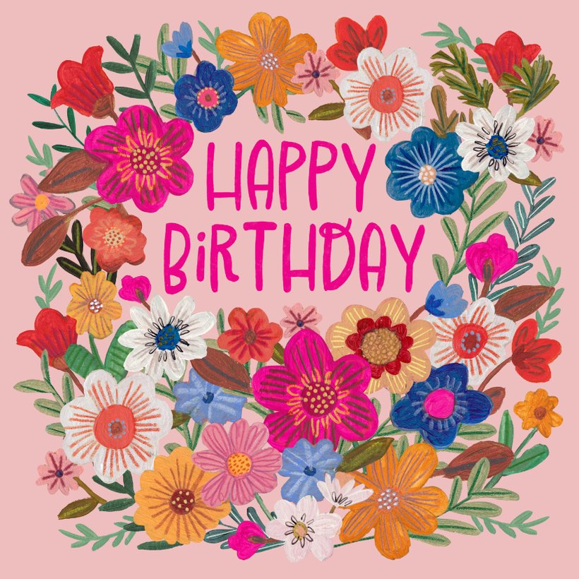 Verjaardagskaart vrouw'happy birthday' bloemen | Kaartje2go