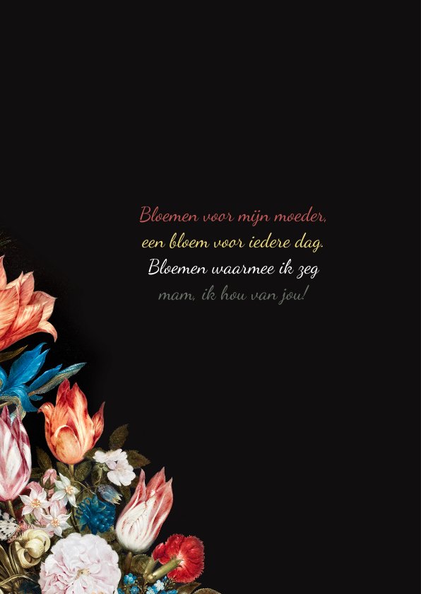 Verjaardagskaart vrouw senior bloemen kunst | Kaartje2go