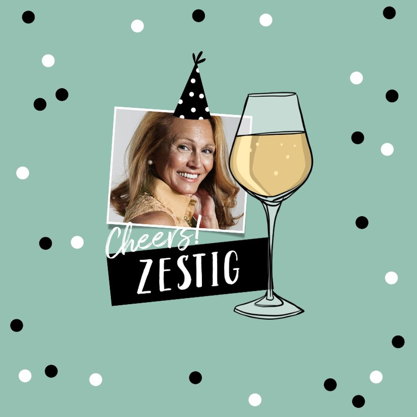 Verjaardagskaart wijntje op afstand confetti | Kaartje2go