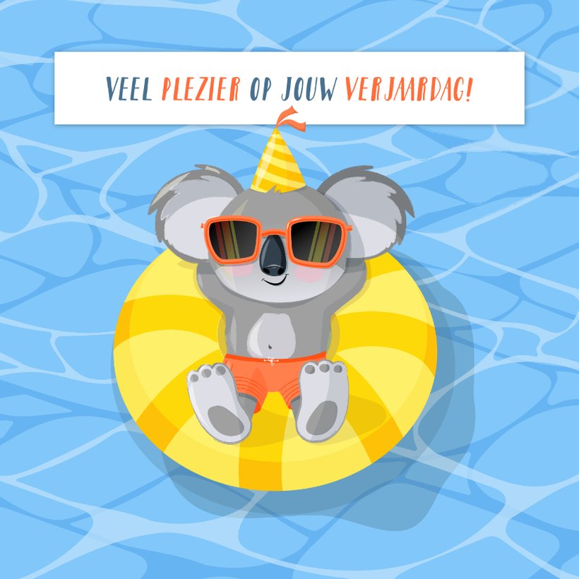 Verjaardagskaart zomer humor koalabeer chillend | Kaartje2go