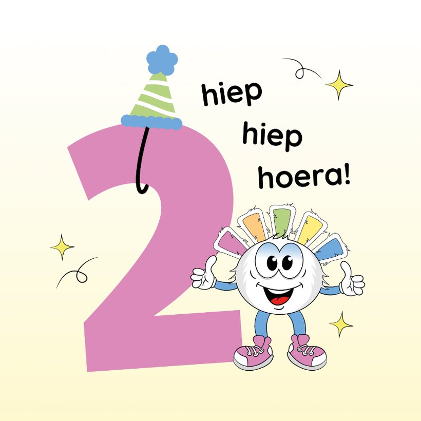 Verjaardagskaartje hiep hiep hoera 2 jaar | Kaartje2go