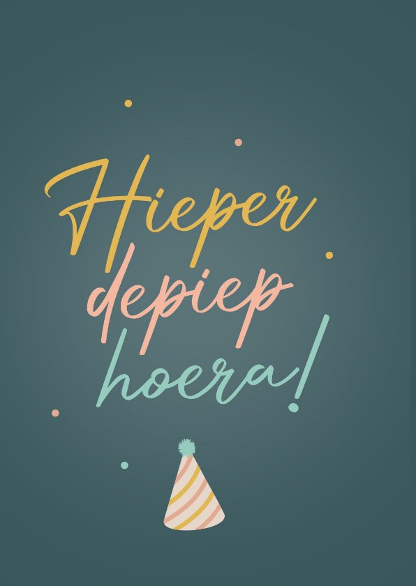 Verjaardagskaartje met vrolijke feesthoedjes | Kaartje2go