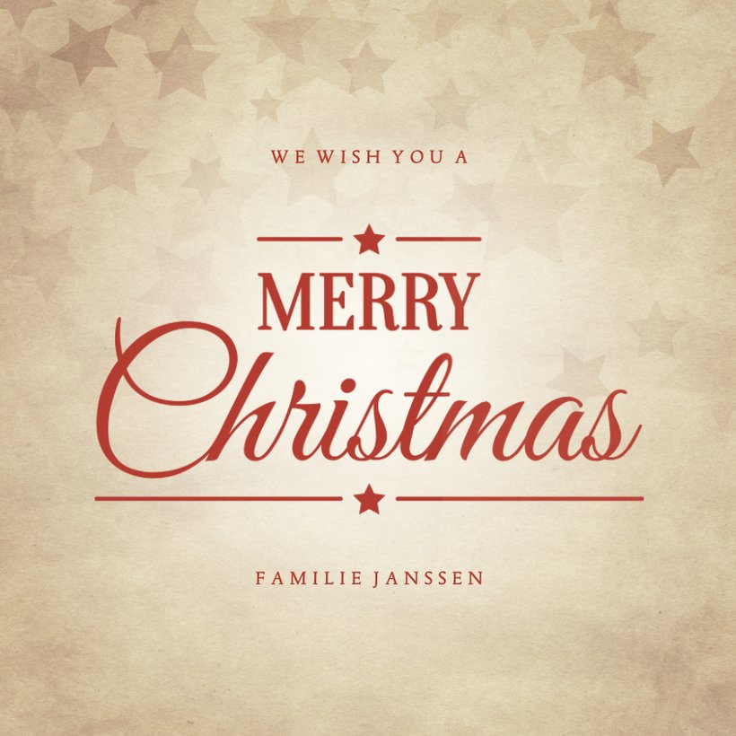 Vintage kerstkaart Merry Christmas met sterren | Kaartje2go