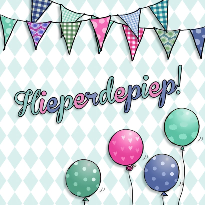 Vlaggetjes en ballonnen - Verjaardagskaarten | Kaartje2go