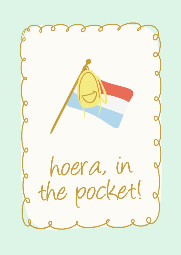 Vrolijk geslaagdkaartje met groen kader vlag en | Kaartje2go