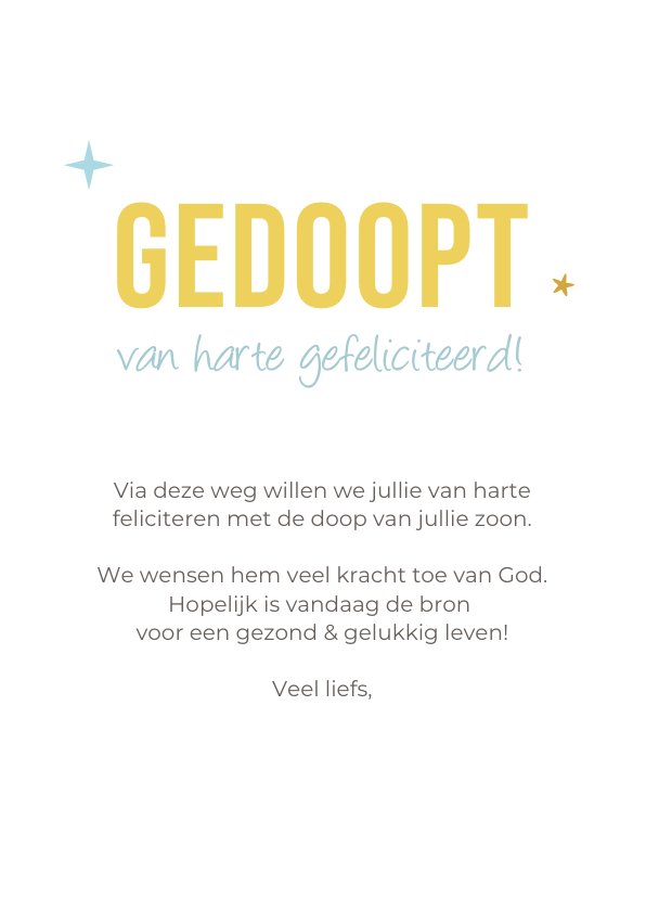 Vrolijke felicitatiekaart doop jongen met | Kaartje2go