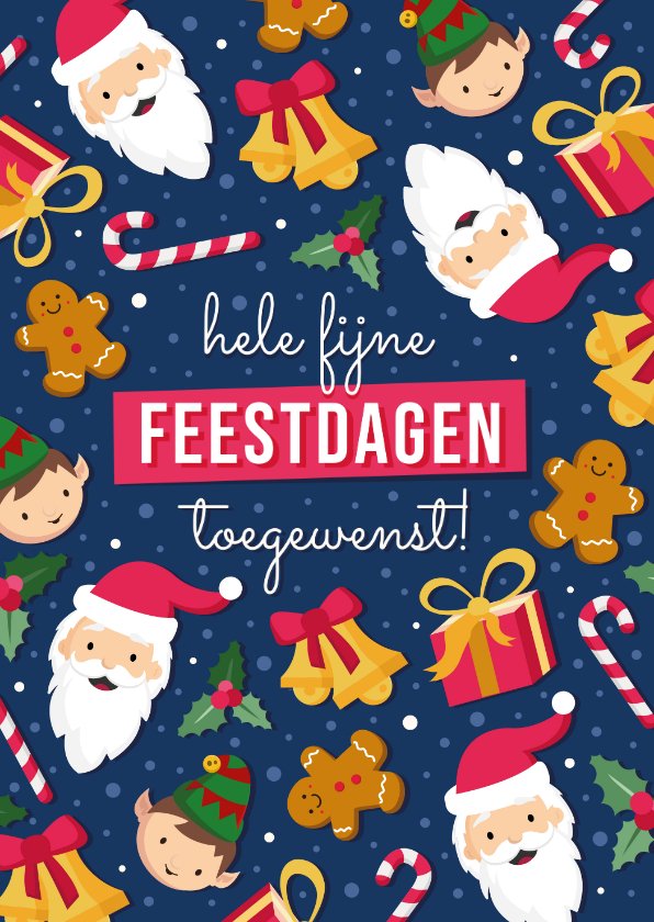 Vrolijke kerstkaart met patroon van leuke kerst | Kaartje2go