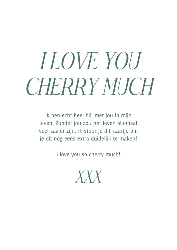 Vrolijke liefdeskaart I love you cherry much | Kaartje2go
