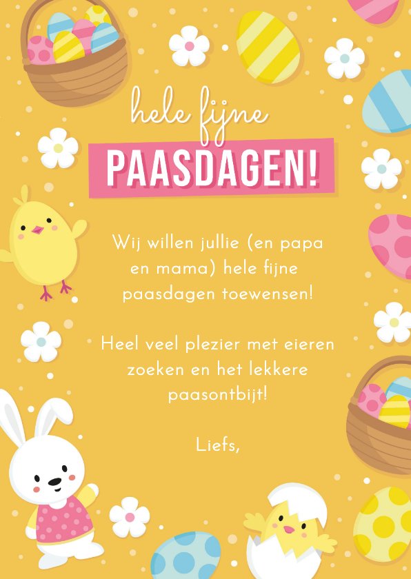 Vrolijke paaskaart met illustraties voor | Kaartje2go