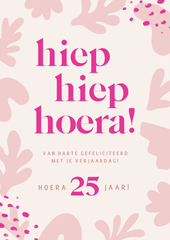 Vrolijke roze verjaardagskaart abstracte vormen | Kaartje2go