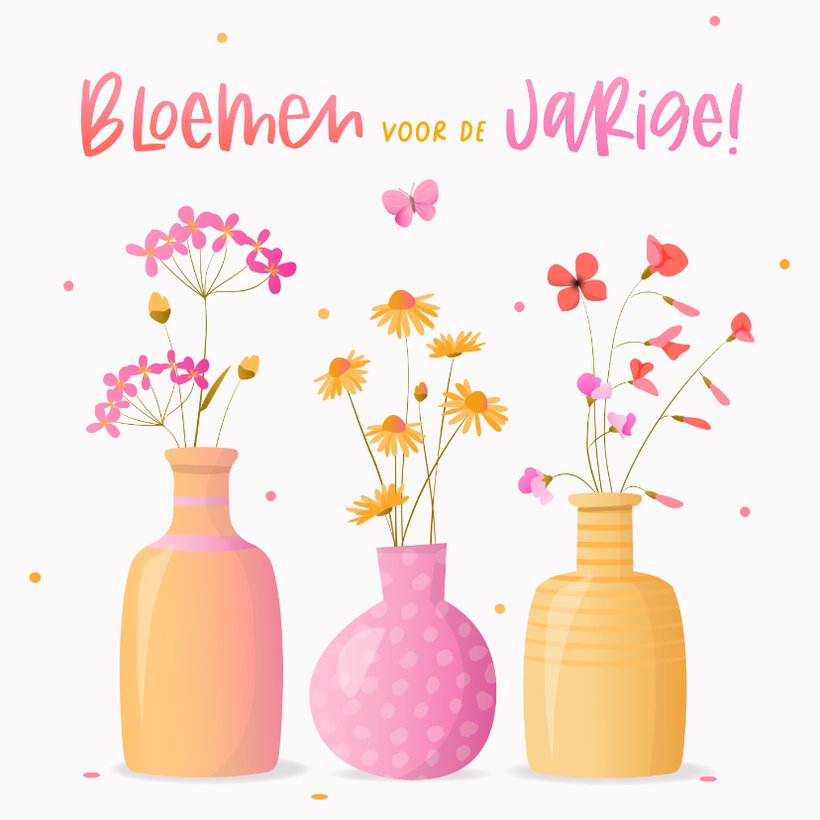Vrolijke verjaardagskaart kleurrijke bloemen | Kaartje2go