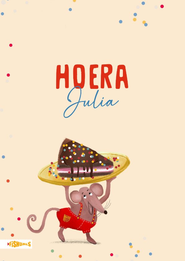 Vrolijke verjaardagskaart met blije olifant en | Kaartje2go