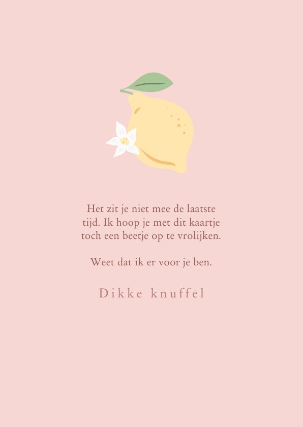 Vrolijke wenskaart met citroenen roze | Kaartje2go