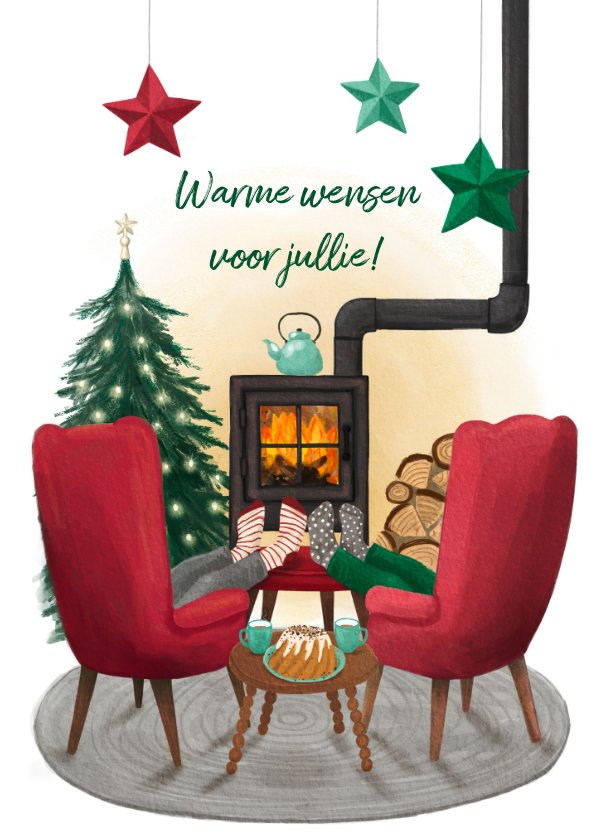 Warme wensen kerstkaart - Kerstkaarten | Kaartje2go