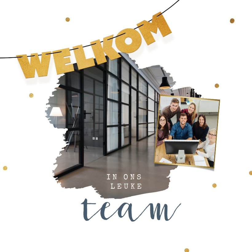 Welkom kaart nieuwe collega slinger confetti | Kaartje2go