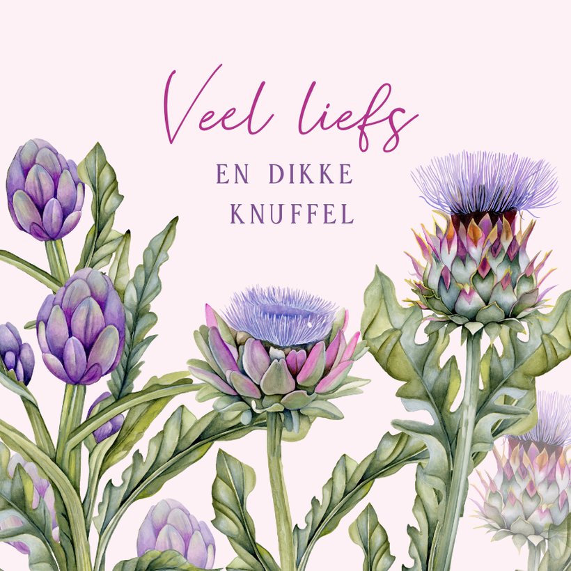 Wenskaart artisjok bloemen aquarel | Kaartje2go