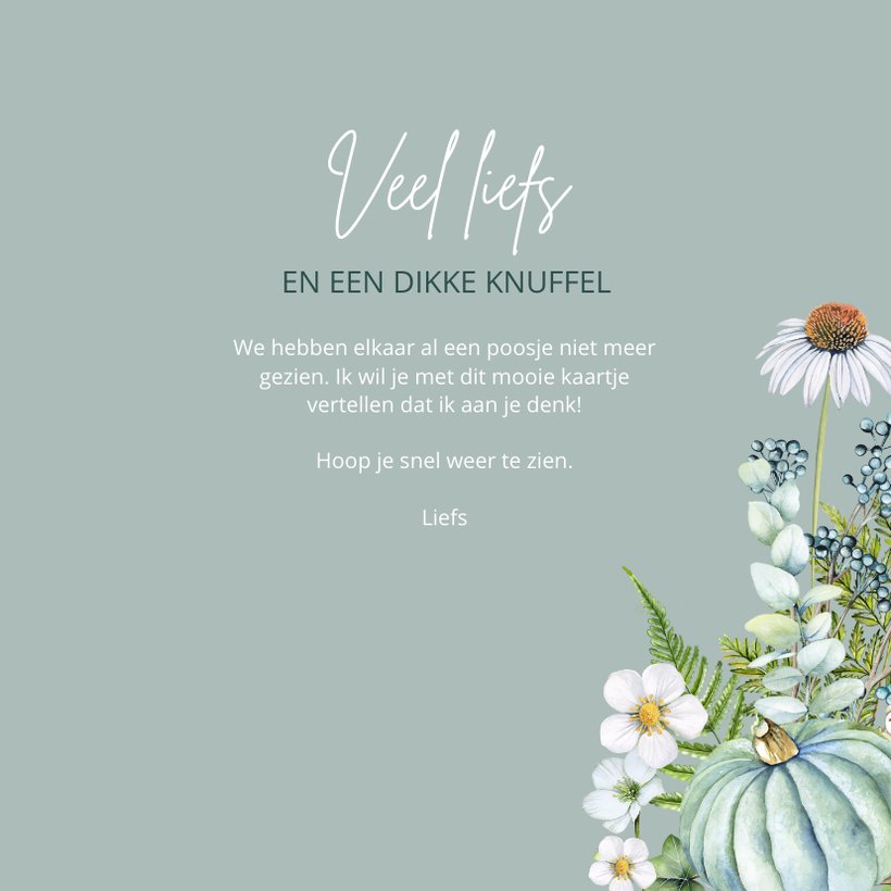 Wenskaart bloemen pompoen - Wenskaarten | Kaartje2go