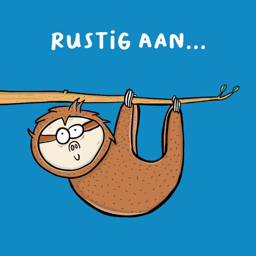 Wenskaart doe maar rustig aan luiaard | Kaartje2go